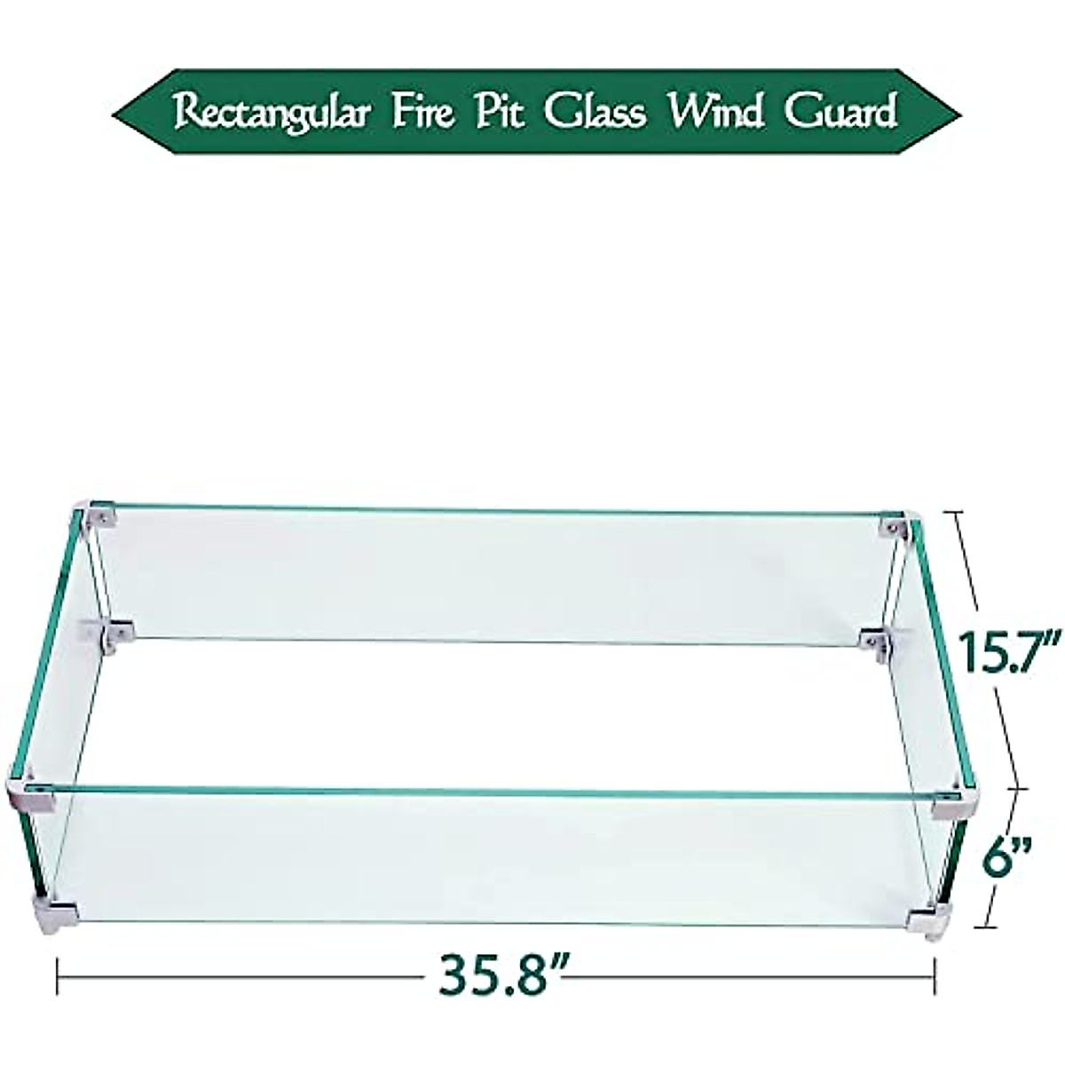 Fire Pit Glass Wind Guard,29” x 13” x 6” Rectangular Clear Tempered Glass Wind Guard ，Fire-Resistant Wind Screens Kit 5/16inch Thickness for Series 401/403 Outdoor Propane Fire Pit Tables.