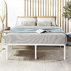 Best Price Mattress 18 Inch Metal Platform Bed Frame, Heavy Duty Steel Slats, White, Full