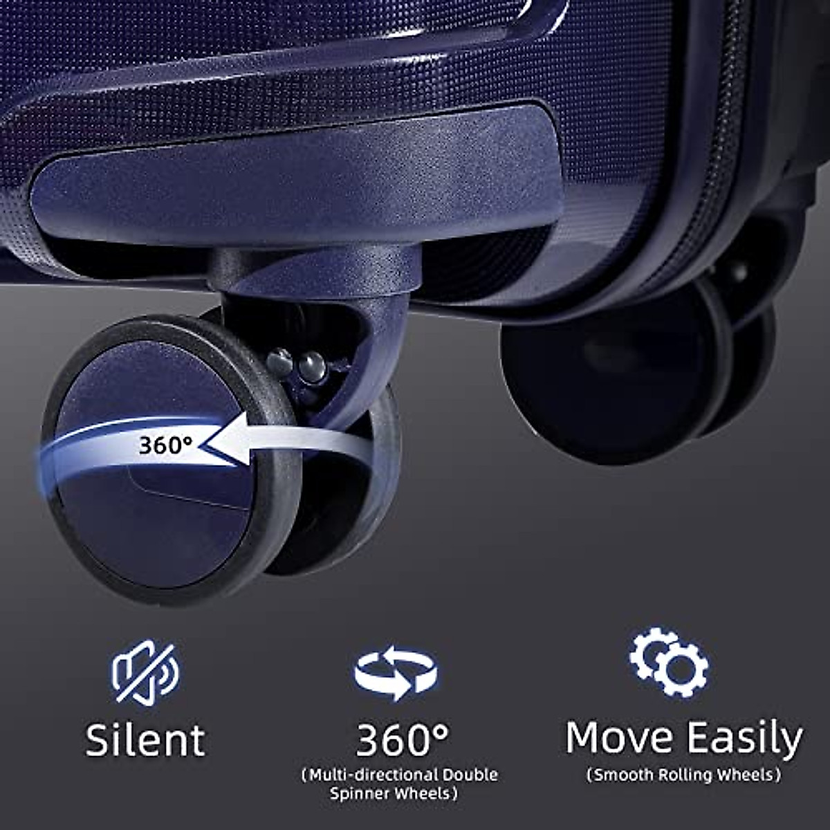 imiomo Luggage Hardside Suitcase Sets,3 Piece Travel Luggage Sets with Spinner Wheels,Lightweight PP Luggae Sets Clearance with TSA Lock (Blue)