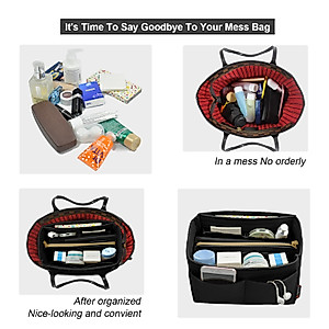 OMYSTYLE Black Organizer Insert, Felt Tote Bag Organizer Insert with 5 Sizes, Handbag Dividers for Inside Purse, Compatible with Longchamp, Neverful, Speedy and More