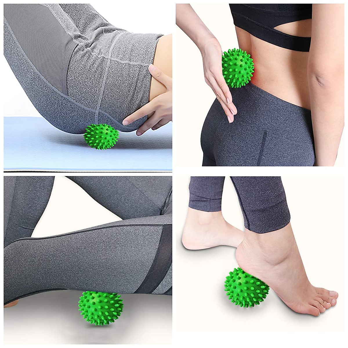 Professional Massage Balls Foot Ball Foot Massager Spiky Roller for Deep Tissue Trigger Point Plantar Fasciitis Reflexology Stress Therapy Myofascial Release(Green)