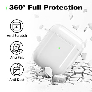 Foweroty Airpods Case Cover, Clear Soft TPU Protective Cover Compatible with Apple AirPods 1/2 Wireless Charging Case with Keychain (Clear)