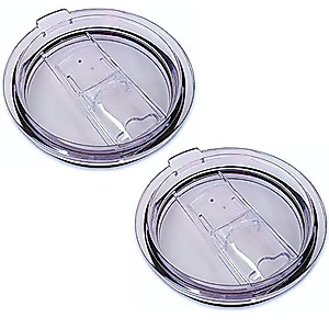 2 Replacement Lids for 20oz Stainless Steel Tumbler Travel Cup - Fits OF 3.2 INCH Yeti Rambler RTIC and others- Sliding(Transparent)