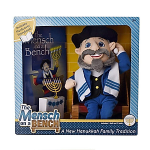 Mensch on a Bench As Seen on Shark Tank The Hanukkah Decor with Hardcover Book and Removable Bench