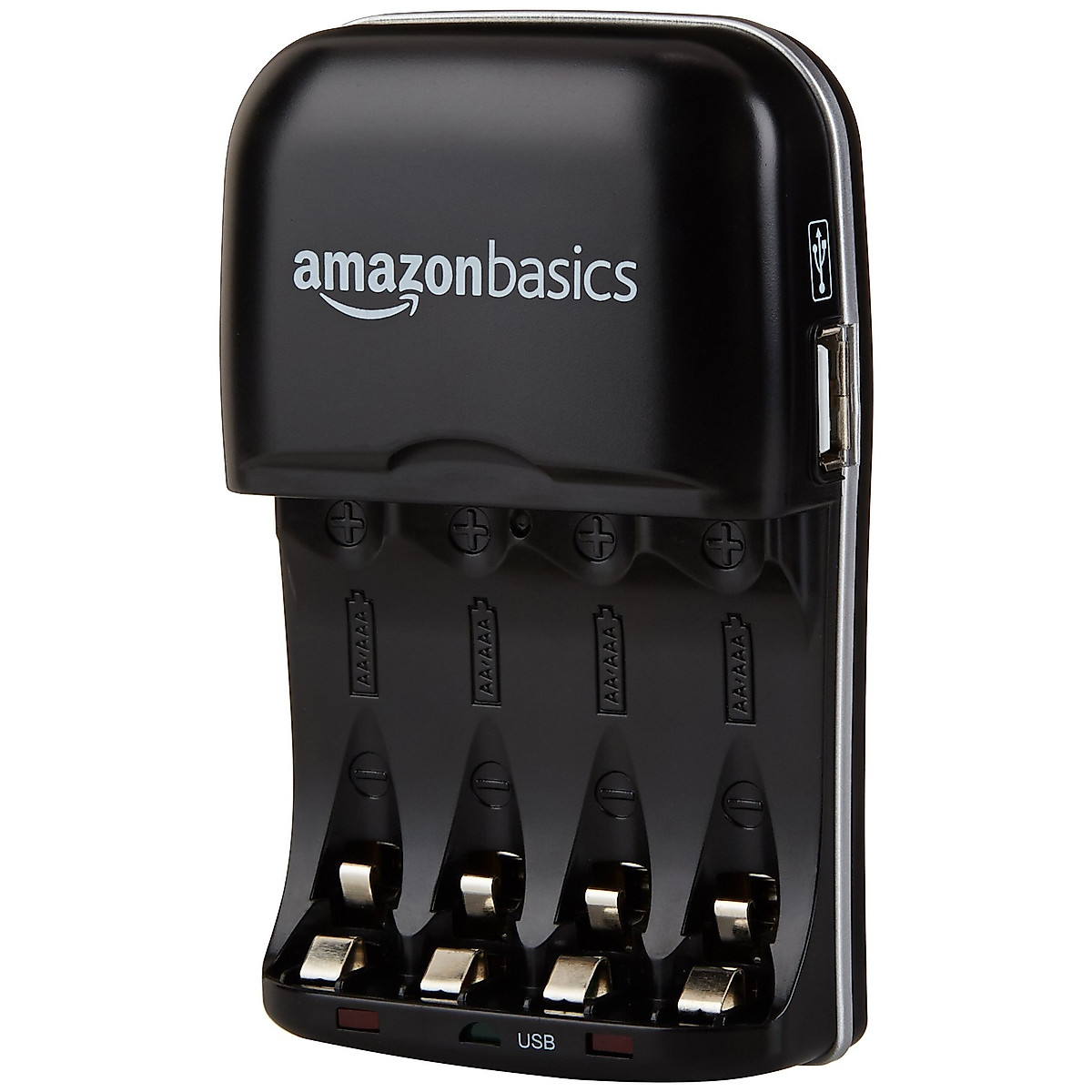 Amazon Basics Battery Charger for AA & AAA Nickel-Metal Hydride batteries (Ni-MH) With USB Port, Black
