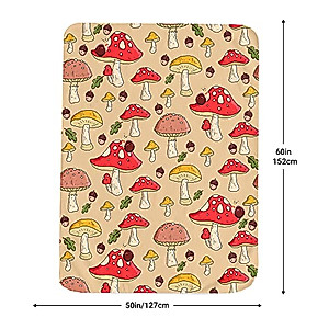 Mushroom Fleece Blanket Throw Blanket for Couch Soft Cozy Fuzzy Plush Bed Blankets & Throws Cute Decor Gifts for Kids Adults Christmas,60"X50",Mushrooms Snail Nut Chestnut Pattern
