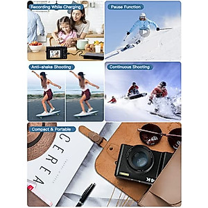 4K Digital Camera, 48MP Autofocus Video Camera with 3" 180°Flip Screen 32GB SD Card, 16X Digital Zoom, Compact Recorder Vlogging Cameras for YouTube with Built-in Mic, 2 Batteries for Beginners