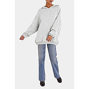 EFAN Sweatshirts Hoodies for Women Oversized Fall Fashion Outfits 2023 Clothes Solid Basic Soft Yoga Loose Winter Tops Sweaters Grey