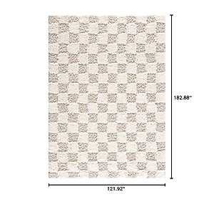 Hauteloom Etiler Living Room, Bedroom Area Rug - Contemporary - Plush Pile - Cream,Light Beige - 4' x 6'