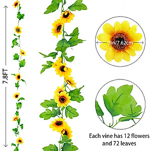 4Pcs 31.2FT Artificial Sunflower Vines Decor Faux Sunflowers Garland Faux Hanging Flowers for Home Wedding Party Decoration