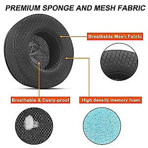 Gvoears Ear Pads Cushions for Skullcandy Hesh Wired/Hesh 2 Wireless Over-Ear Headphones, Hesh 2 Wireless Replacement Earpads, Soft & Comfortable Memroy Foam, Breathable Mesh Fabric