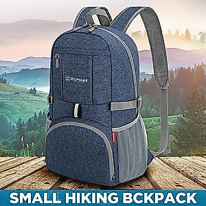 ZOMAKE Lightweight Packable Backpack 25L - Small Foldable Hiking Daypack for Travel - Tear Resistant Day pack for Women Men Camping Outdoor Sports(Navy Blue)