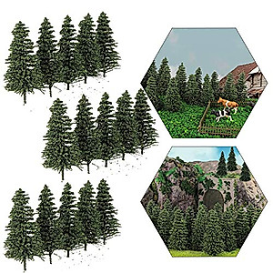 S0805 50PCS Dark Green Pine Model Cedar Trees 2.05inch (52mm) for Model Railroad Scenery Landscape Layout HO N Scale New (2Inch)