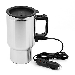 Car Kettle Electric Kettle Camping 12V 450ml Coffee Maker Water Boiler 65°C/149°F, Portable Travel Car Truck Kettle Hot Water Heater Bottle for Tea Coffee Making Cigarette Lighter Heating Cup, 60W