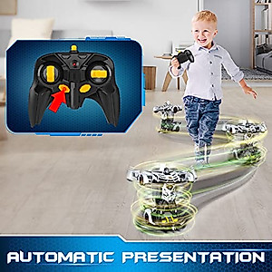 FDJ Remote Control Car - Transform Car Robot, One Button Deformation to Robot with Flashing Lights, 2.4Ghz 1:18 Scale Transforming Police Car Toy with 360 Degree Rotating Drifting for Boys and Girls