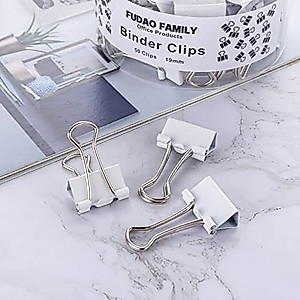 Small Binder Clips, 3/4 Inch ( 19mm ) Binder Clips, 50 Pack Mini Binder Clips (White)