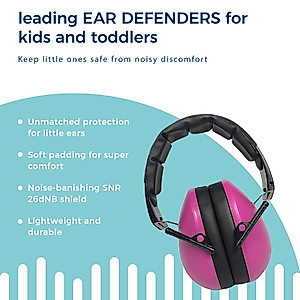 BANZ Kids Headphones – Hearing Protection Earmuffs For Children – ADJUSTABLE headband to fit all ages – Protect Kids Ears – Block Noise – Fireworks – Sporting Events – Concerts – Movies (Magenta)