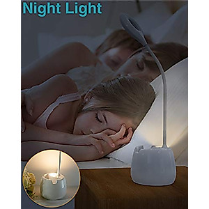 kolpop Desk Lamps for Home Office, Rechargeable Led Desk Lamp with USB Charging Port & Pen Phone Holder 3 Dimming Levels & Night Light Mode 360° Flexible Goose Neck LED Desk Light Desk Lamps for Kids