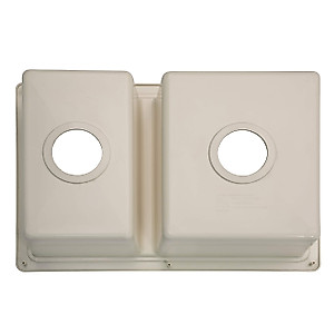 Lippert RV Double Kitchen Galley Sink - 25" x 17" x 6.6" Parchment ABS Plastic for 5th Wheel, Travel Trailer, Camper