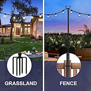 Eillion 3-in-1 String Light Poles for Hanging Outdoor String Lights, Patio Metal Light Pole for Outside Garden, Backyard, Parties Bistro (4PCS)