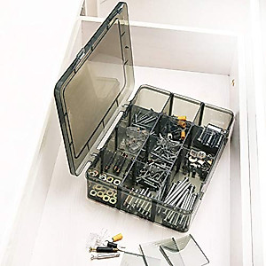 Vidifor 12 Girds Large Plastic Craft Storage Containers, Compartment Storage Container, Parts Storage Box with Adjustable Dividers for Sewing Arts, Washi Tape Batteries Electronics Parts and more