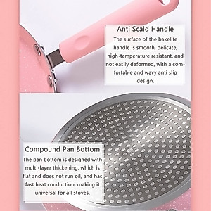 JUSTUP Nonstick Frying Pan Set，3 Piece Pots and Pans Set Nonstick，Pink Kitchen Cookware Sets with Non Stick Pan Coating,10 Inch,8 Inch and 6 Inch Non Stick Cooking Set Suitable for All Stoves (Pink)