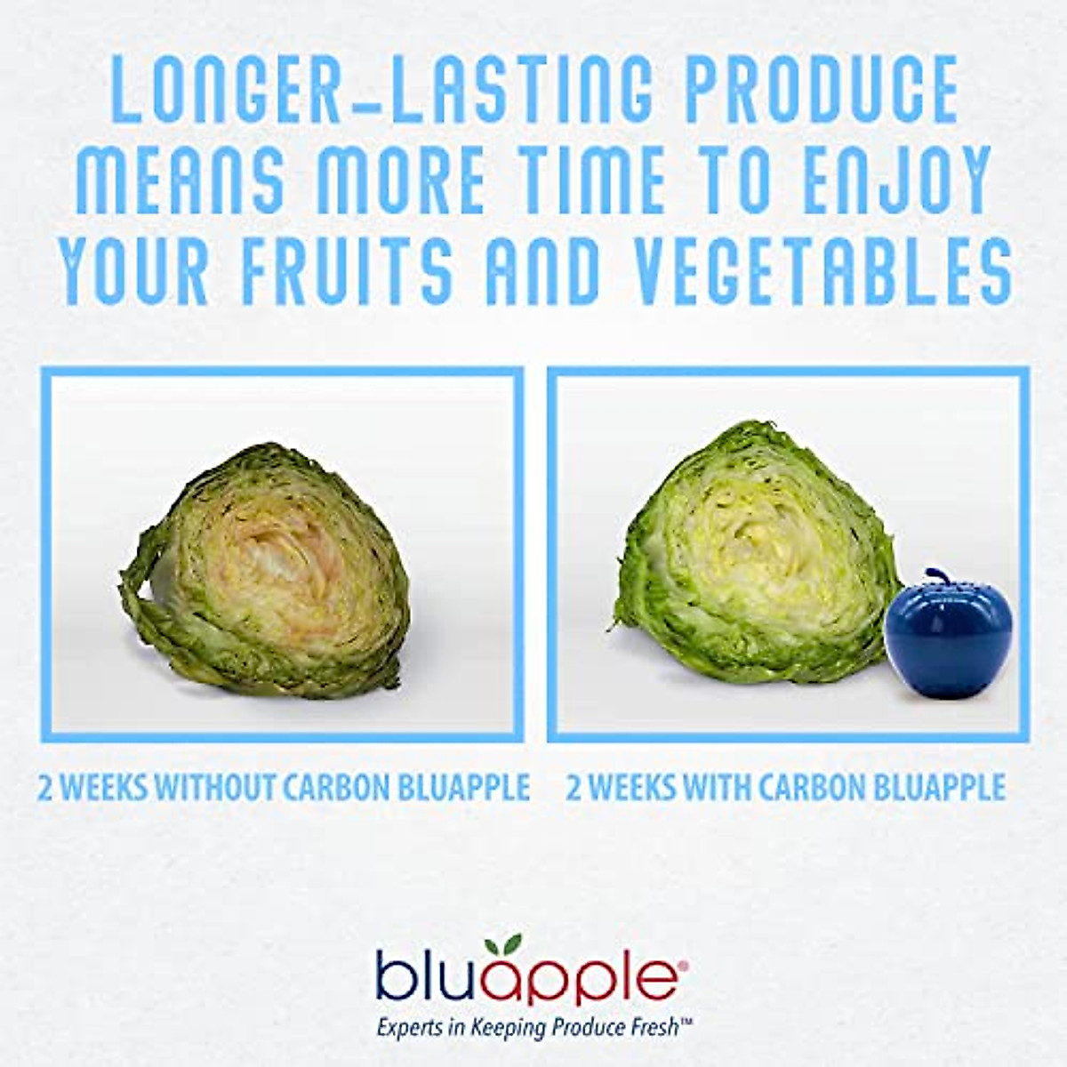 Bluapple 1-Year Carbon Refill Kit - Keep Fruits & Vegetables Fresh Longer & Help Absorb Odors, 8 Packets with Carbon, Fruit & Vegetable Storage, Ethylene Gas Absorber for Fridge, Made in USA