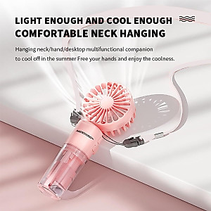 AIRPROSSING Portable Handheld Misting Fan，Rechargeable Battery Operated Spray Water Mist Fan Foldable，4 Speeds，Small Personal Cooling Fans for Outdoor,Travel, Makeup, Home, Office, Camping (white)