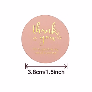 Thank You Stickers Roll,500PCS 1.5" Thank You for Supporting My Small Business Stickers,Pink Foil Thank You Label Stickers for Bubble Mailers,Envelopes,Online,Retail Store,Handmade Goods,Package,