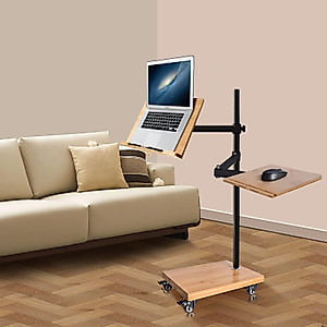 Laptop Stand for Couch,wishacc Rolling Workstation Stand Cart Desk for Laptops, Books, Tablets, and Art, Made for Sofa, Bed, Chair, or Standing