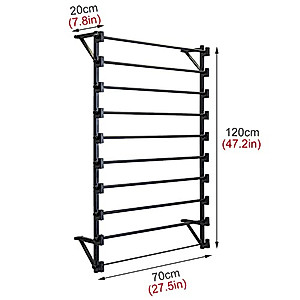 CYNN Black Multi-Purpose Stand Holder for Ribbon, Flower Wrapping Paper, Silk Scarf, Shawl, Pants, Wall Mounted 10 Layer Metal Storage Organizers for Clothing Store/Family (Size : 70x20x120cm)