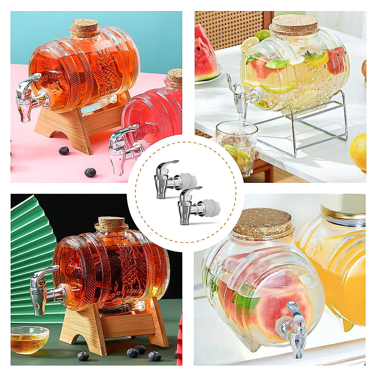 joaoxoko Spigot for Beverage Dispenser,2 Pack Beverage Dispenser Replacement Beverage Faucets Silver Faucets for 2 Gallon, 3 Gallon and 5 Gallon Buckets (silver)