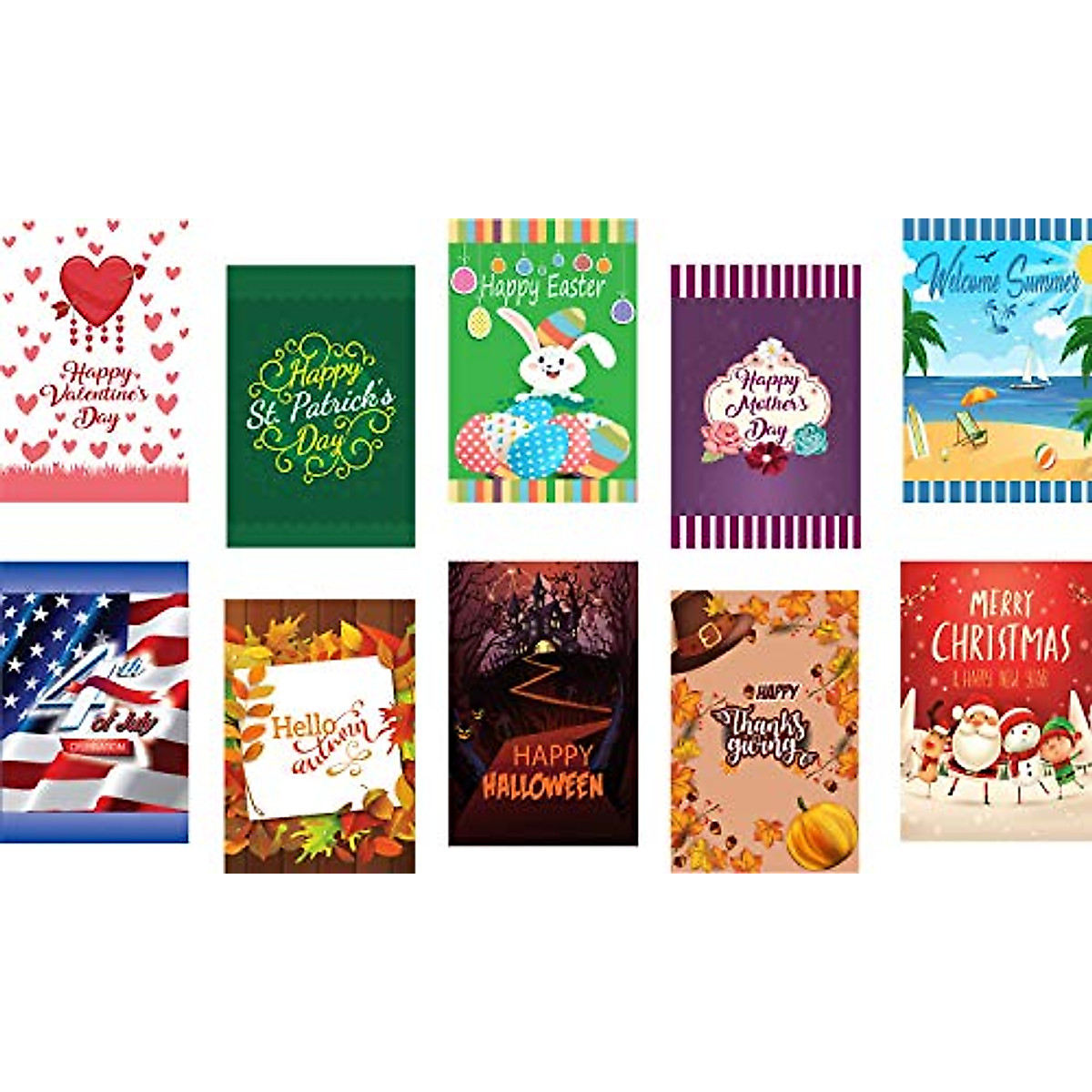 Seasonal Garden Flags Set of 10 Double Sided Halloween Fall Garden Flag, Small Festive Yard Flags for Holiday Outdoor Decorations 12.5x18 Inch for All Seasons and Holidays - Premium Quality Material