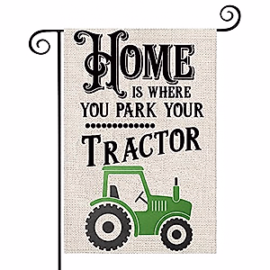 ZJXHPO Home Is Where You Park Your Tractor Garden Flag Funny Yard Outdoor Decorative Double Sided (Home Park Tractor)