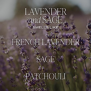 Sweet Water Decor Lavender and Sage Candle | Lavender, Sage, Musk, Patchouli Spa Scented Soy Candles for Home | 11oz Amber Jar Candle with Wood Lid, 50+ Hour Burn Time, Made in the USA