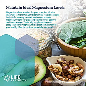 Life Extension Neuro-Mag Magnesium L-Threonate, 90 Vegetarian Capsules Ultra-Absorbable Magnesium - Memory, Focus & Overall Cognitive Performance Boost - Non-GMO, Gluten-Free