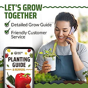 Rooted Acre 8 Varieties Pepper Seeds - Non GMO, USA, Heirloom Hot Pepper Seeds inc Ghost and Jalapeno - High Germinating Pepper Seeds for Planting Home Garden: Serrano, California Wonder, and More