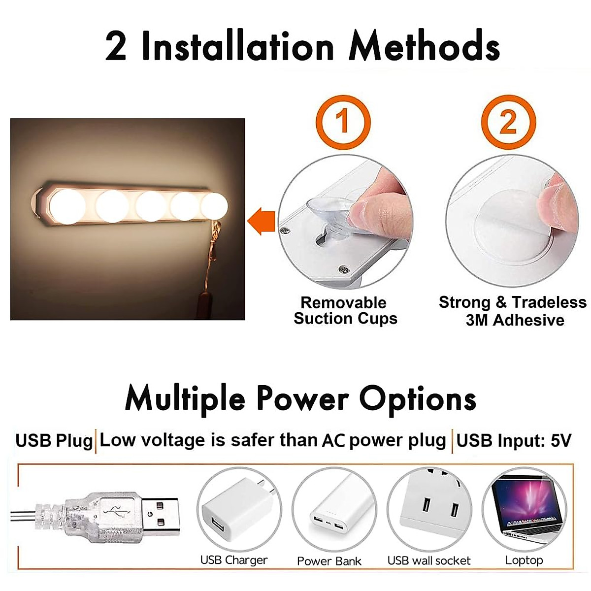 HELOIE Makeup Light,Portable Led Vanity Lights with 3 Colors Lighting Mode Adjustable & Dimmable for Vanity Table Dressing Room Mirror