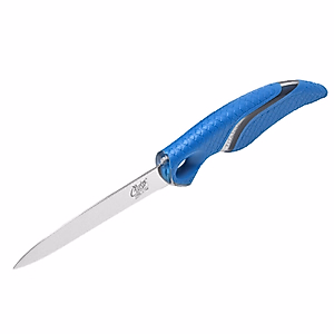 CUDA 3" Net Knife Saltwater & Freshwater Serrated Edge Titanium Bonded Stainless Steel Blade Knife with Non-Slip Scale Pattern Grip | Sheath Included