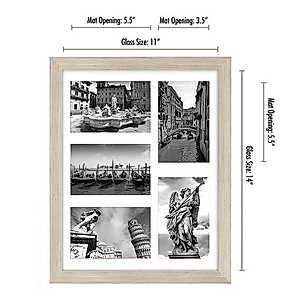 Americanflat 11x14 Collage Picture Frame in Driftwood - Displays Five 4x6 Frame Openings or One 11x14 Frame Without Mat - Engineered Wood, Shatter Resistant Glass, Includes Hanging Hardware for Wall