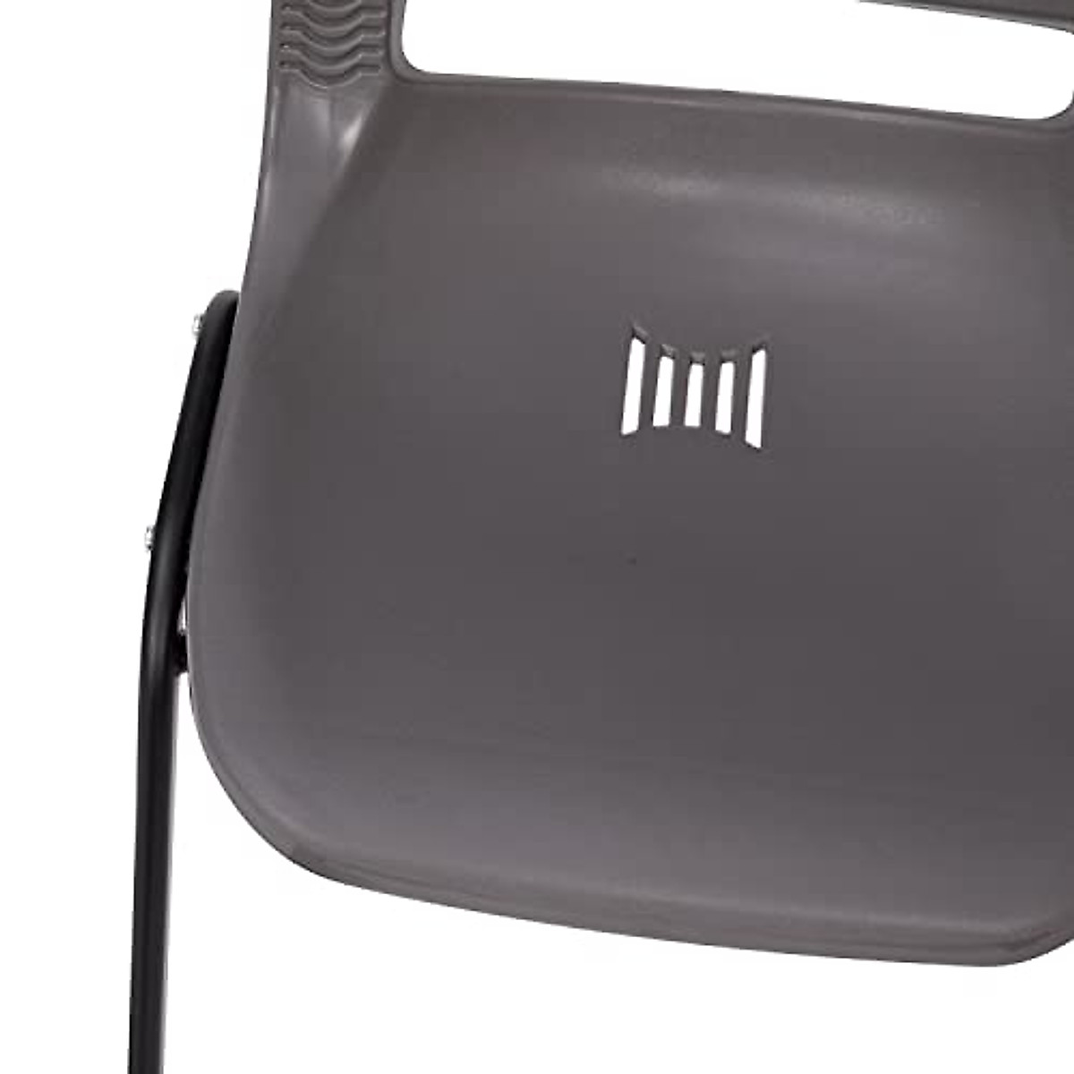 Flash Furniture Hercules Series 661 lb. Capacity Ergonomic Shell Stack Chairs 16'' Seat Height, 5 Pack, Gray Plastic/Black Frame