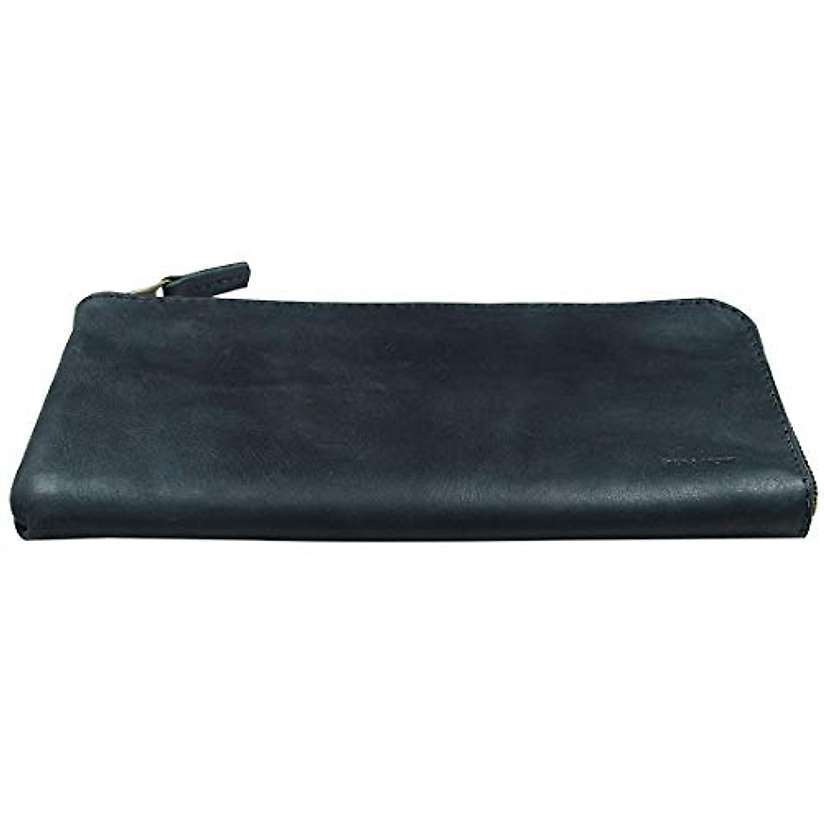 Hide & Drink, Long Zippered Wallet Handmade from Full Grain Leather (Charcoal Black)