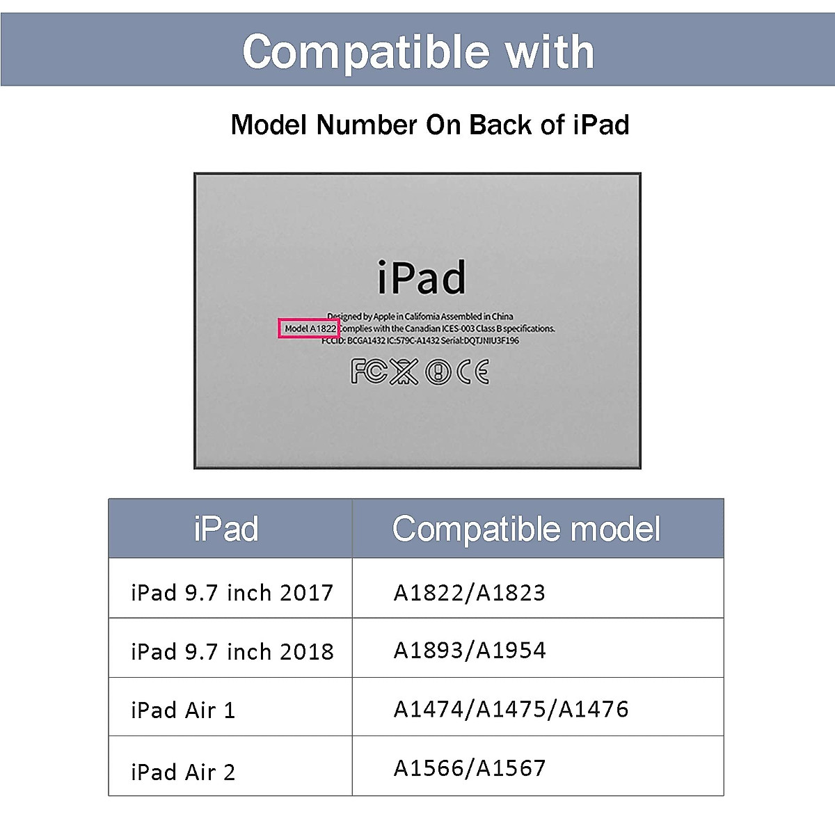 Gahwa iPad 9.7 Case 2018 iPad 6th Generation/ 2017 iPad 5th Generation/iPad Air 2/iPad Air Case - Ultra Slim Lightweight Stand Case with Auto Wake/Sleep Slim Smart Cover for iPad 9.7 Inch(Lavender)