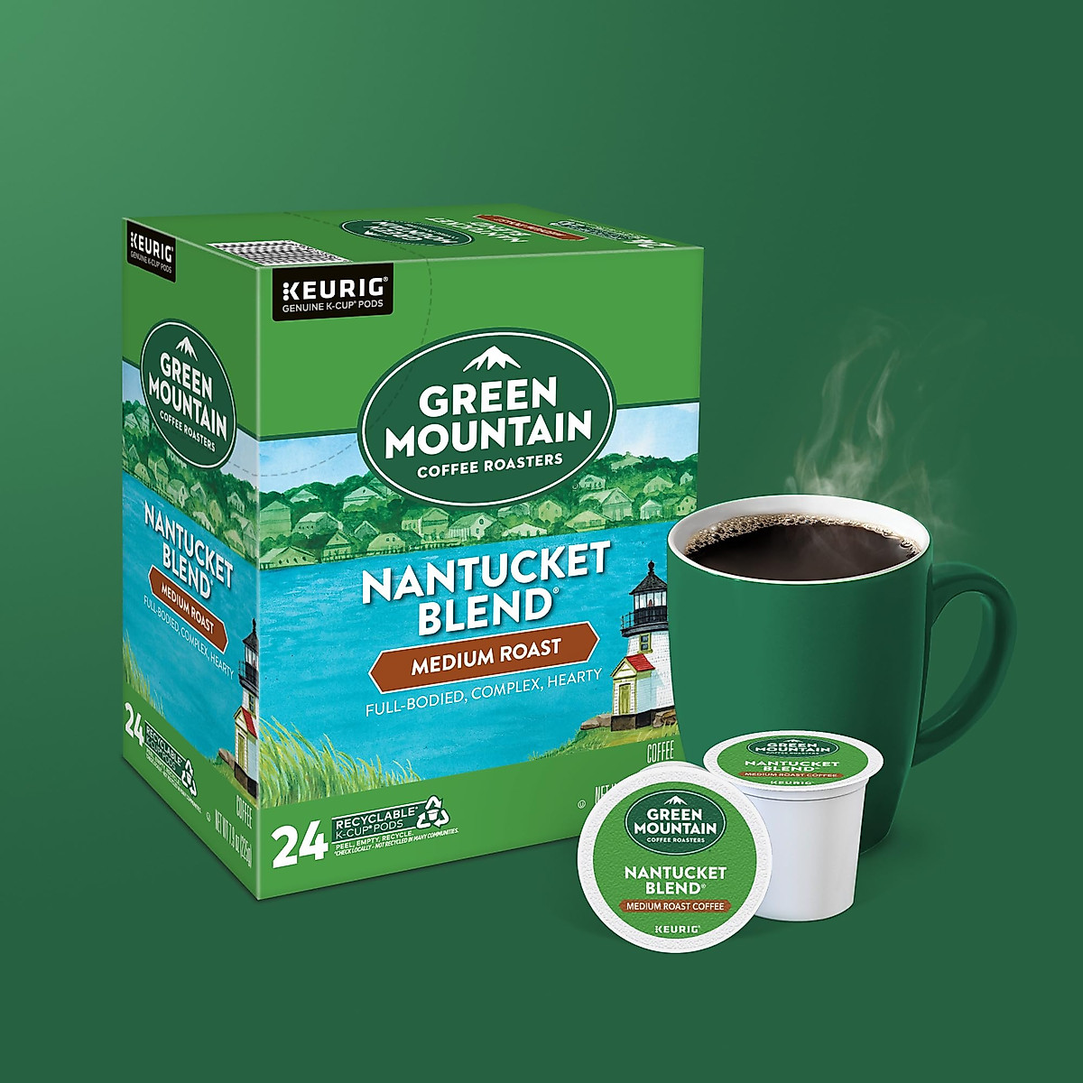 Green Mountain Coffee Roasters Nantucket Blend, Single-Serve Keurig K-Cup Pods, Medium Roast Coffee, 24 Count (Pack of 4), Total 96 Count