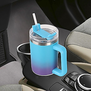 SYACOT 40 oz Tumbler with Handle and Straw Stainless Steel Insulated Tumbler Leak Proof Lid and Straw Lid Reusable Travel Mug Coffee Mug Cup Dishwasher Safe Keep Drinks Cold and Hot (Amethyst)