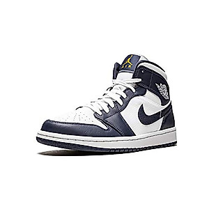 Jordan Air 1 Mid (White/Metallic Gold-Obsidian 10)