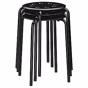 IKEA Boutique Store Marius Stool (Pack of 2) Seat Height: 45 cm, 17 3/4-Inch - Sold by Bunnings Home (Black, Steel, Epoxy powder coating)