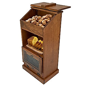 Peaceful Classics Potato Storage Wood Box, Wooden Bread Storage Bins, Decorative Potato and Onion Storage Bin, Potato Bin w/Grocery Section, Wooden Vegetable Storage w/Lid for Kitchen Pantry, Cherry