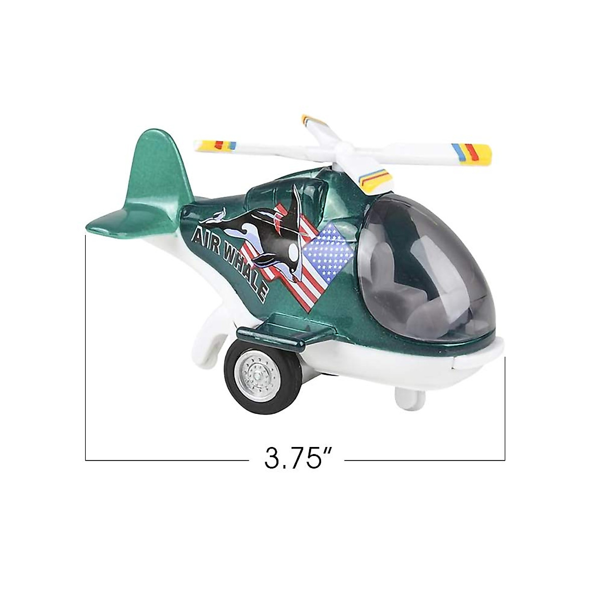 ArtCreativity Diecast Air Whale Helicopters with Pullback Mechanism, Set of 3, Diecast Toy Choppers with Spinning Propellers, Birthday Party Favors, Goodie Bag Fillers for Kids