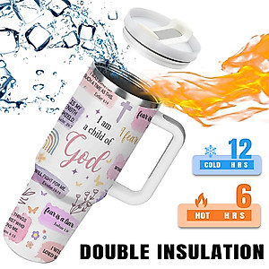 Christian Gifts for Women - 40 Oz I Am a Child of God Tumbler With Handle, Inspirational Religious Birthday Gifts for Mom Wife Sister Friends - Christmas Christian God Jesus Bible Pastor Prayer Gifts